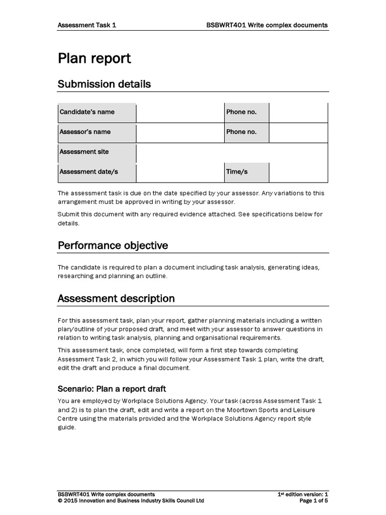 BSBWRT401 Write Complex Documents-Task-1 | PDF | Brainstorming | Document