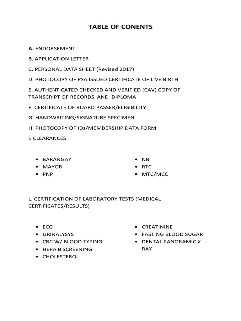 Table of Conents | PDF