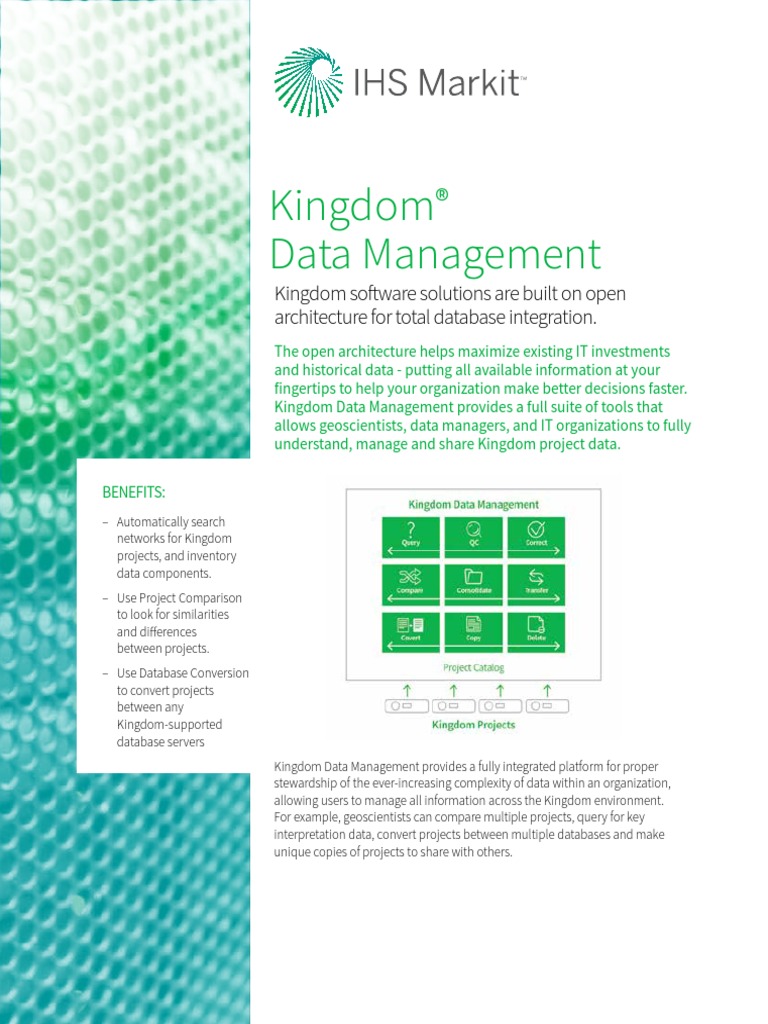 IHS Kingdom Data Management Brochure | PDF | Geographic Information System | Databases