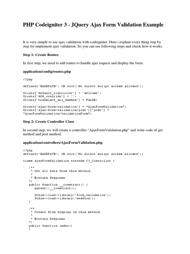 Php Codeigniter 3 Ajax Validation Pdf Ajax Programming Bootstrap Front End Framework 8559