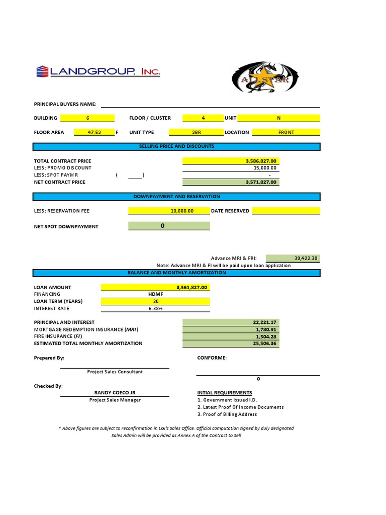 HDMF Sample Contract Summary | PDF | Loans | Mortgage Loan