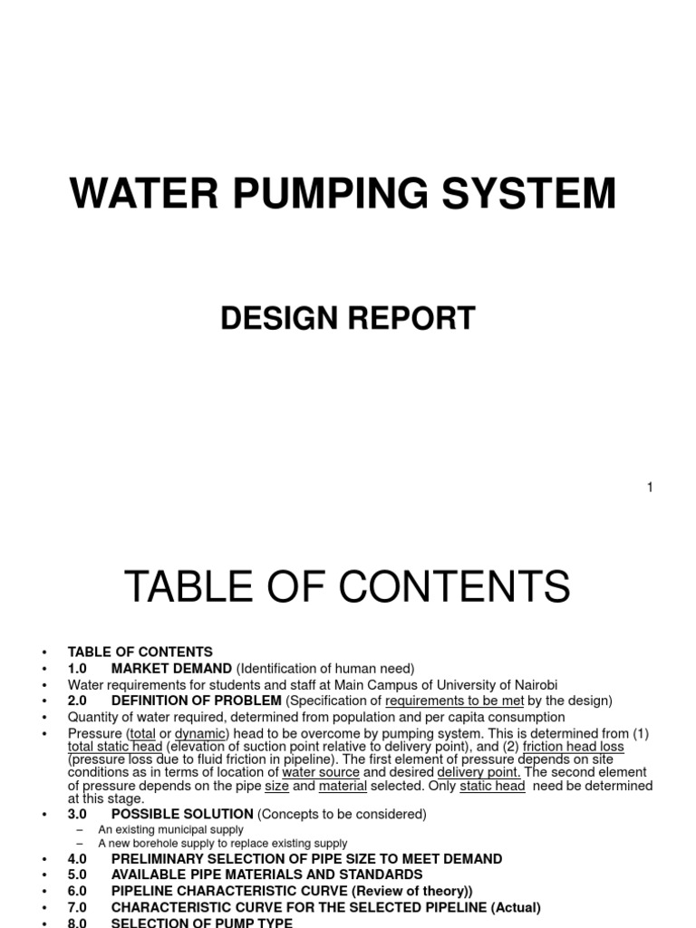 Design Report-Water Pumping System-Example - 0 | PDF | Pump | Water