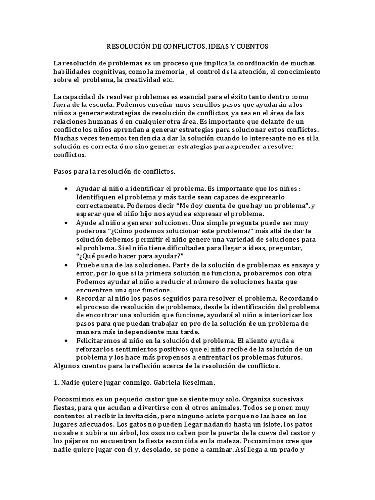 Estrategias de Resolución de Conflictos infantiles | PDF | Creatividad ...