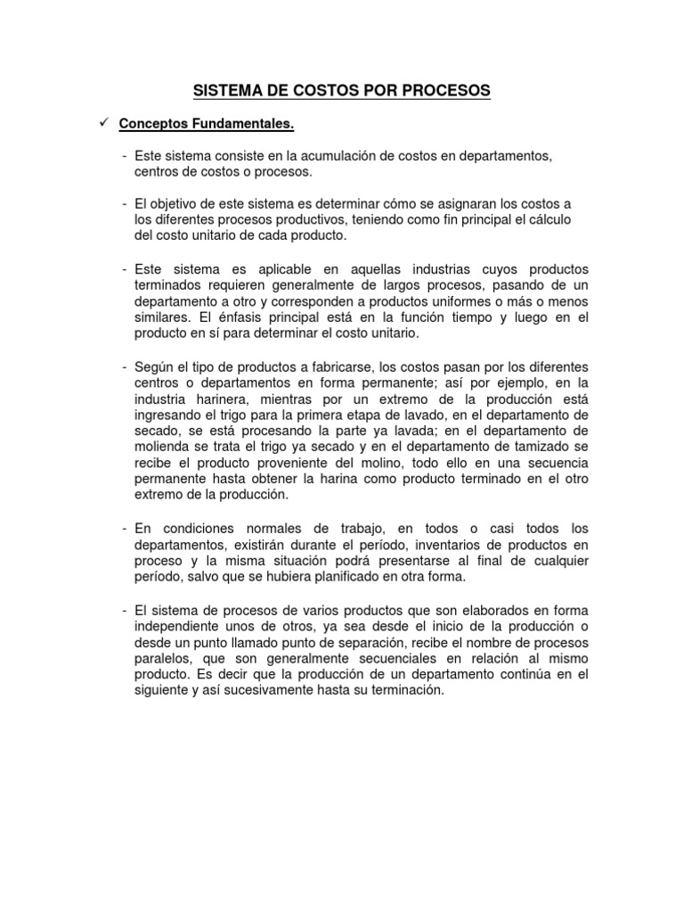 Sistema de Costos Por Procesos | PDF | Inventario | Costo