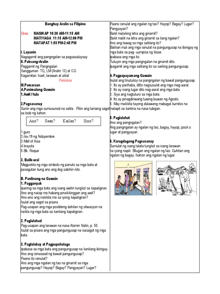 Banghay Aralin Sa Filipino | PDF