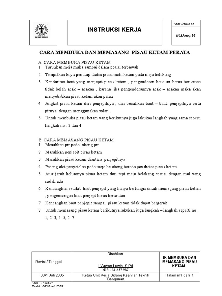 Cara Membuka Dan Memasang Pisau Ketam Perata | PDF