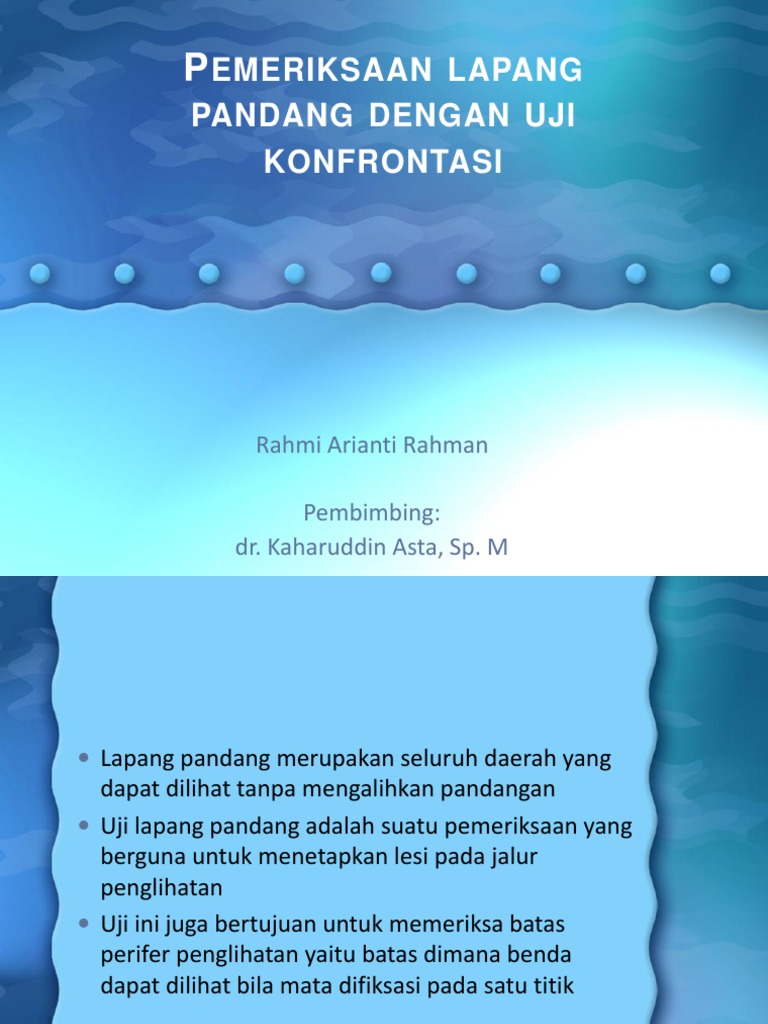 Pemeriksaan Lapang Pandang Dengan Uji Konfrontasi | PDF