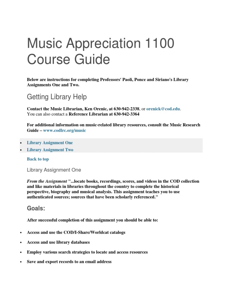 Music Appreciation Course Guide | PDF | Libraries | Bibliography