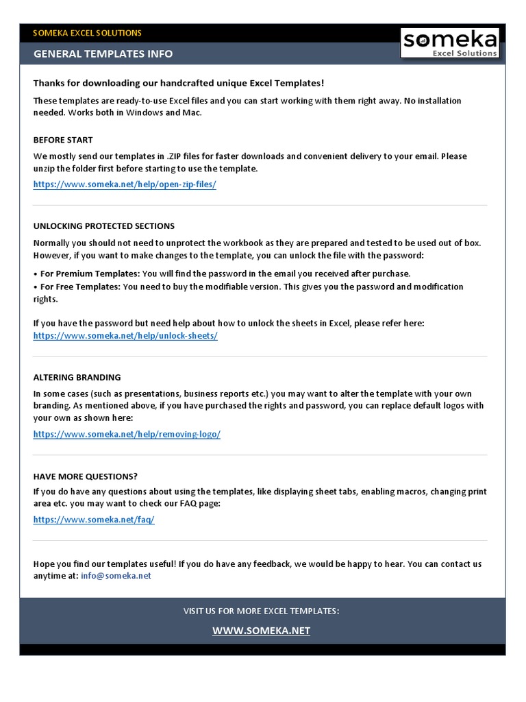 Someka Excel Template Guide | PDF