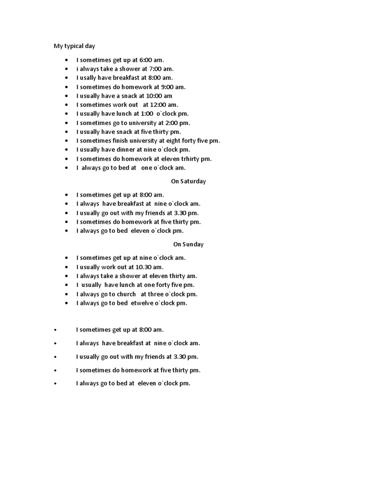 My Typical Day | PDF