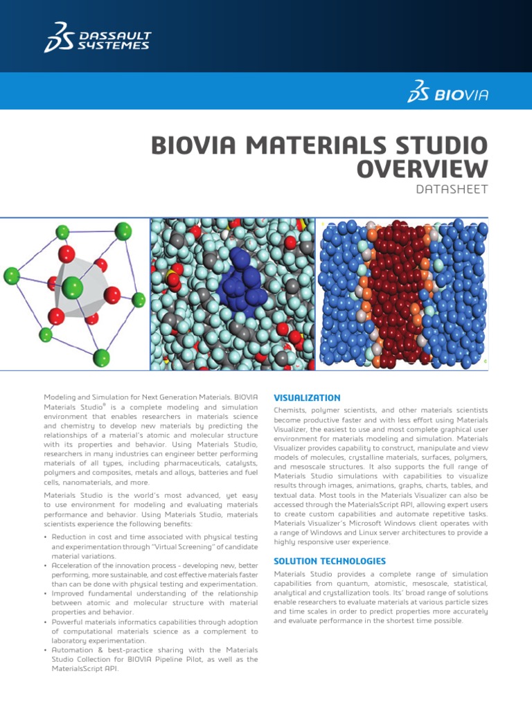 Materials Studio Overview | PDF | Quantitative Structure–Activity ...