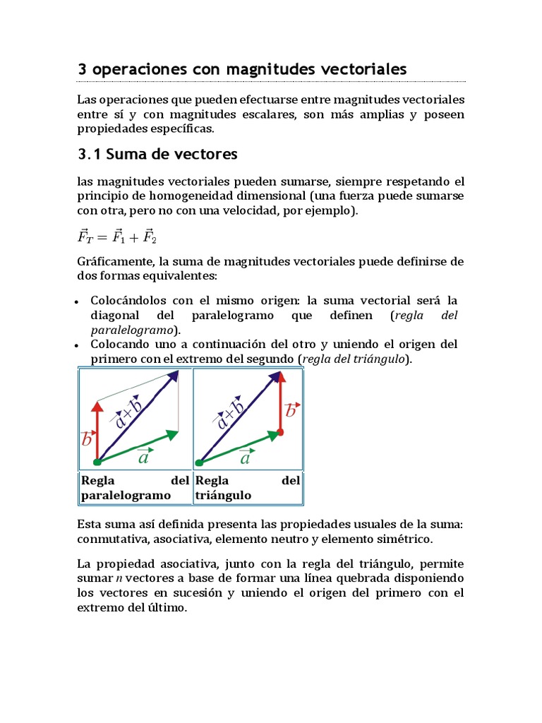 3 operaciones vectores | PDF | Vector Euclidiano | Escalar (Matemáticas)