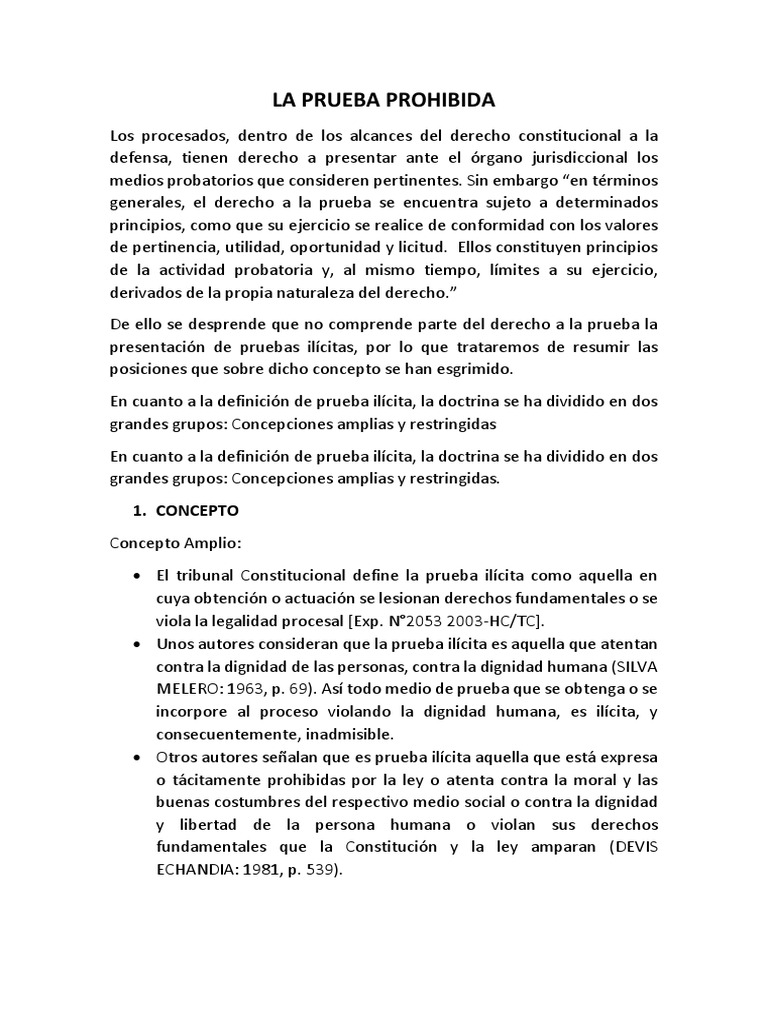 La Prueba Prohibida-Procesal Penal | PDF | Evidencia (ley) | Ley procesal