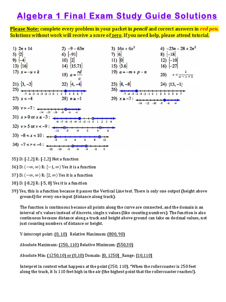 Semester 2 Final Exam Study Guide 2 Answer Key | PDF | Function ...
