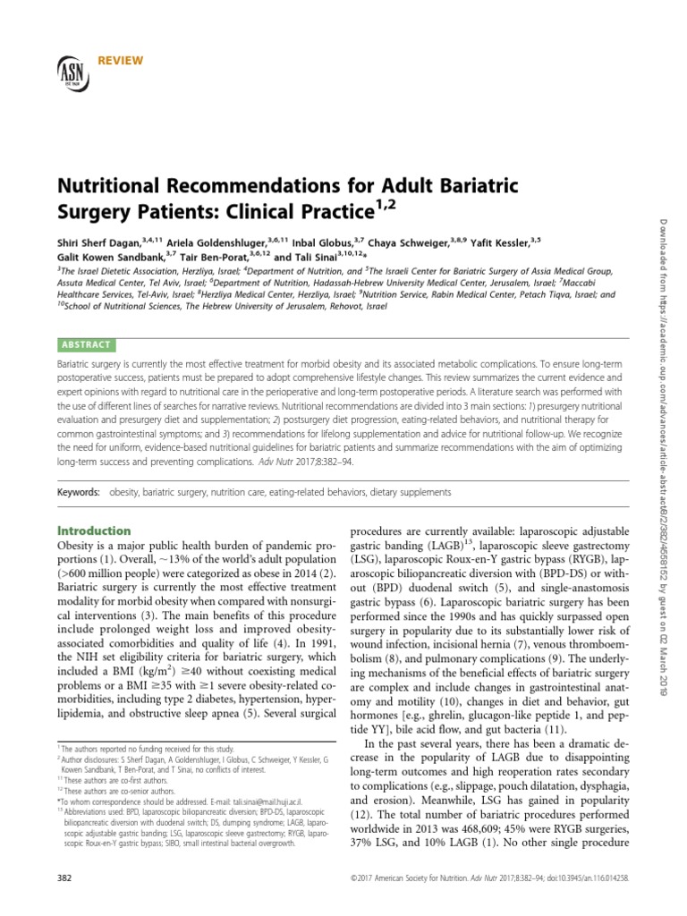 13 - 2017 - Nutritional Recommendations For Adult Bariatric | PDF ...