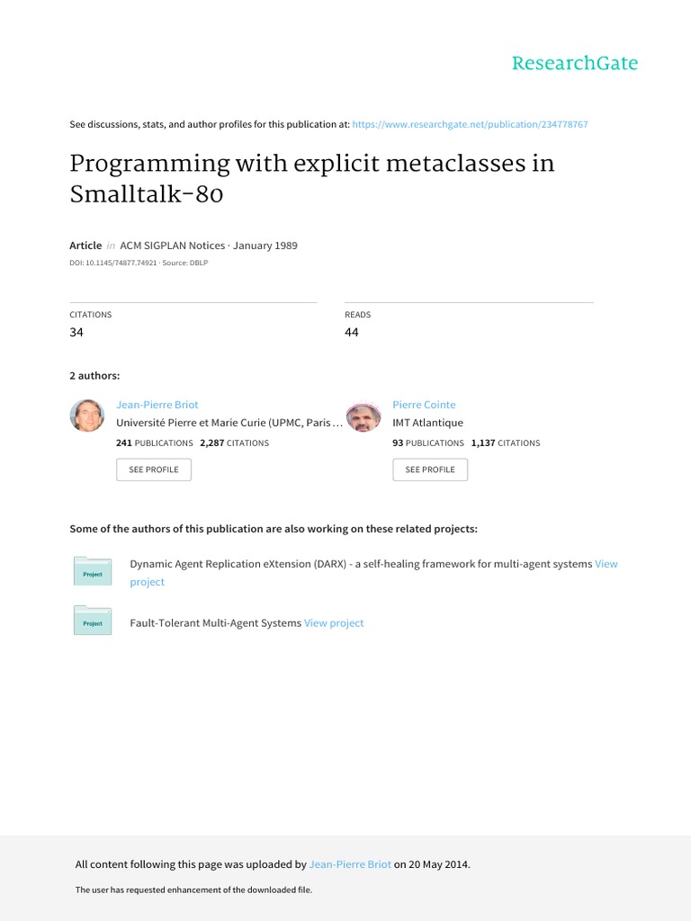 Programming in With ObjVlisp Smalltalk-80 Metaclasses | PDF | Class (Computer Programming ...