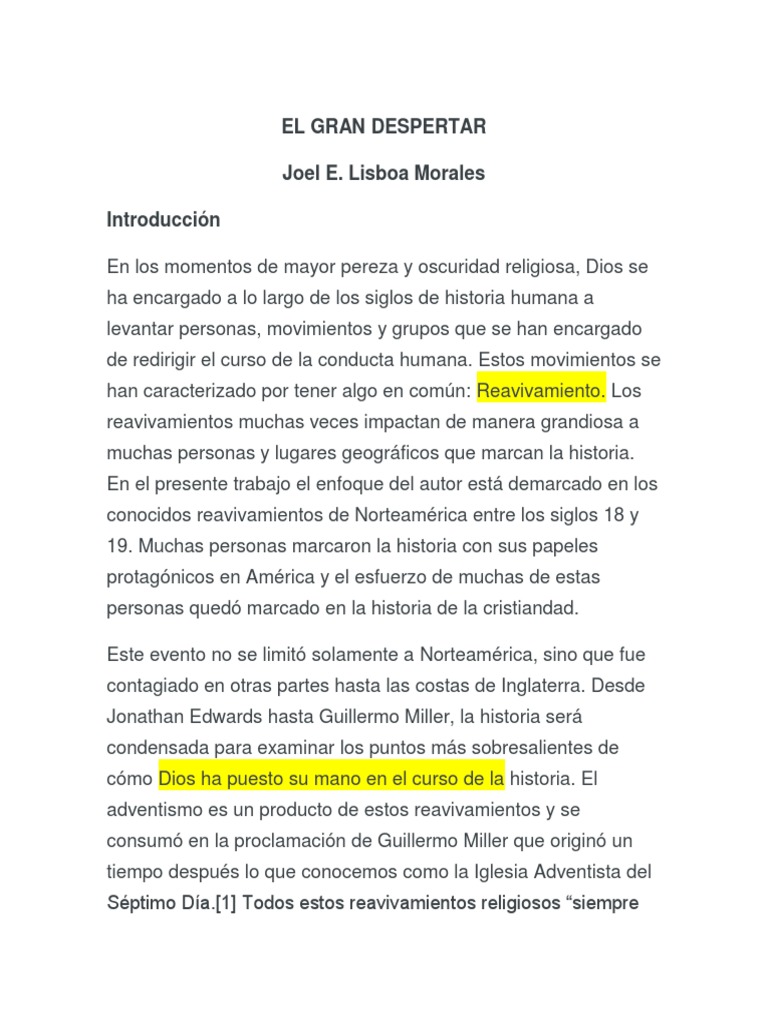 El Gran Despertar | PDF | Renacimiento cristiano | metodismo