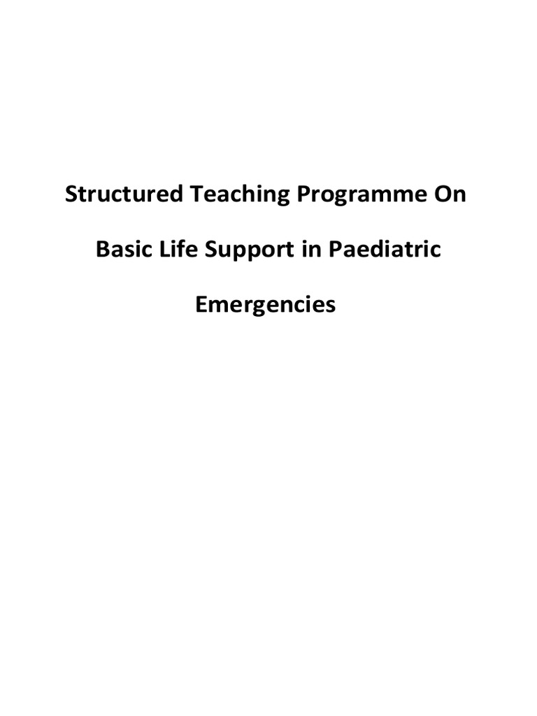 Structured Teaching Programme On Basic Life Support in Paediatric ...