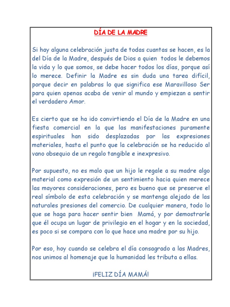 Día de La Madre | PDF | Perú | Religión y creencia