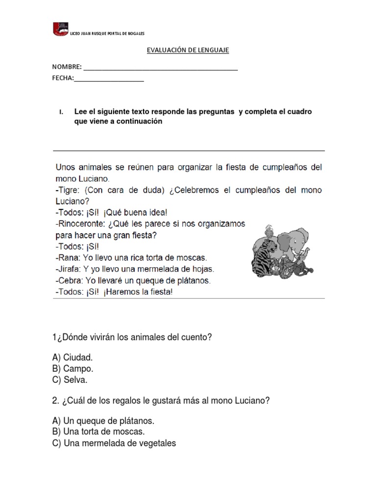 Prueba Lista4° Basico (1) RENATO | PDF | Poesía