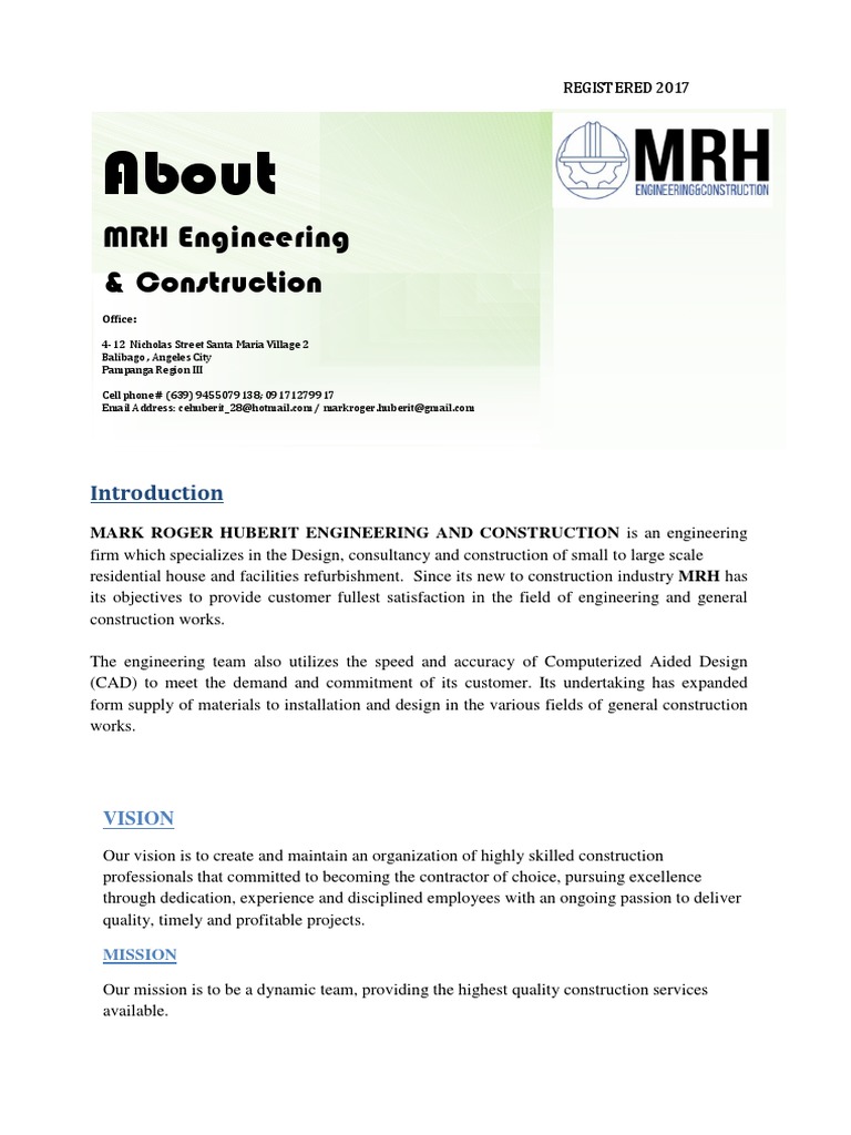 About: MRH Engineering & Construction | PDF | Sewage Treatment | Engineering