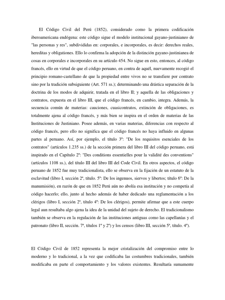 El Código Civil Del Perú 1852-1936 Y 1984 | PDF | Posesión (Ley ...