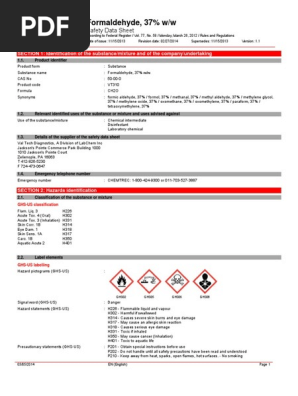 Ufmsds Formaldehyde Toxicity