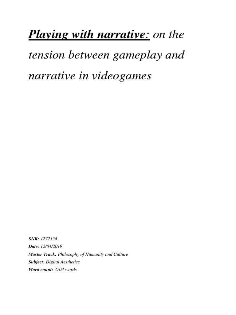 Gameplay vs. Narrative in Video Games | PDF | Video Games | Narrative