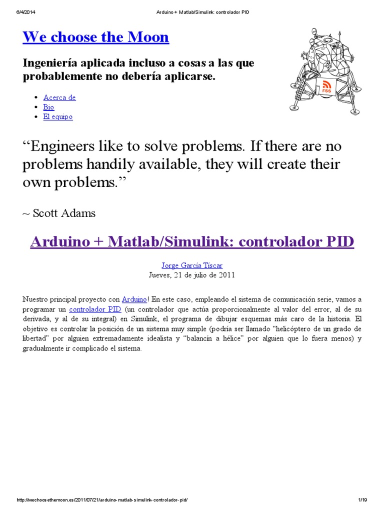 Arduino Matlab Simulink Controlador PID PDF | PDF | Matlab | Arduino