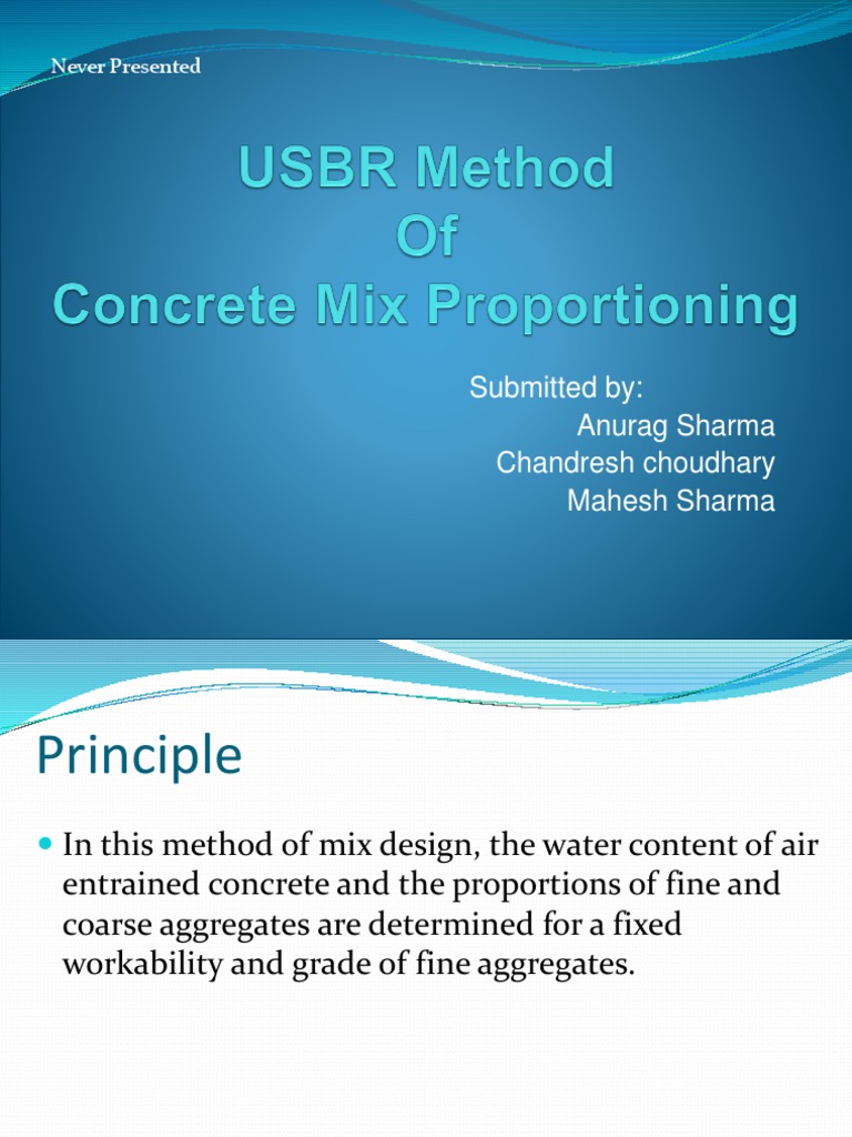 USBR Method | PDF | Concrete | Building Materials