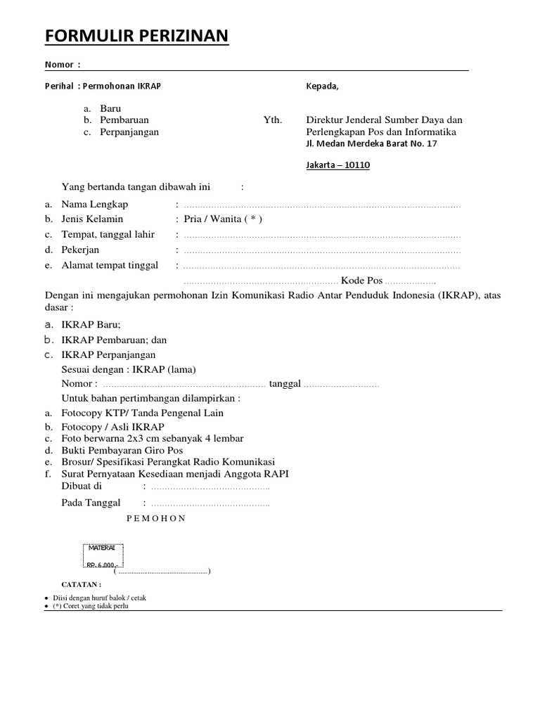 Permohonan Ikrap - Kta Rapi Badung Terbaru | PDF