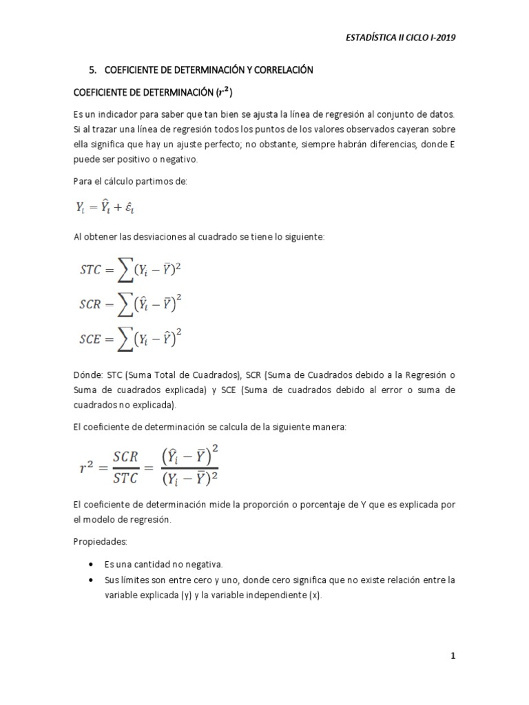 Coeficiente de Determinación y Correlación | Coeficiente de ...