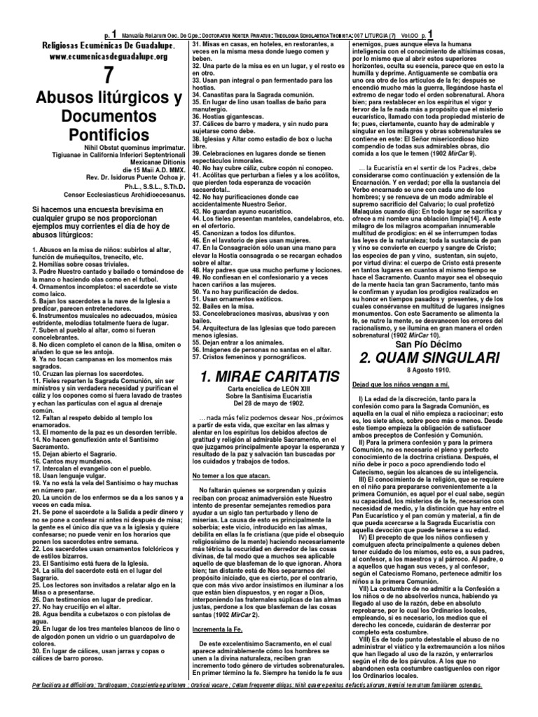 007 Abusos Litúrgicos Documentos Pontificios-1 | PDF | eucaristía | Misa (liturgia)