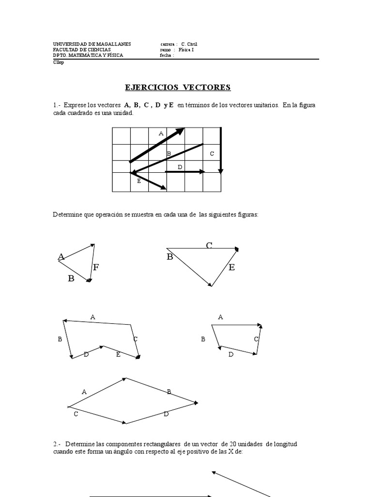 Ejercicios Vectores | PDF | Vector Euclidiano | Cálculo multivariable