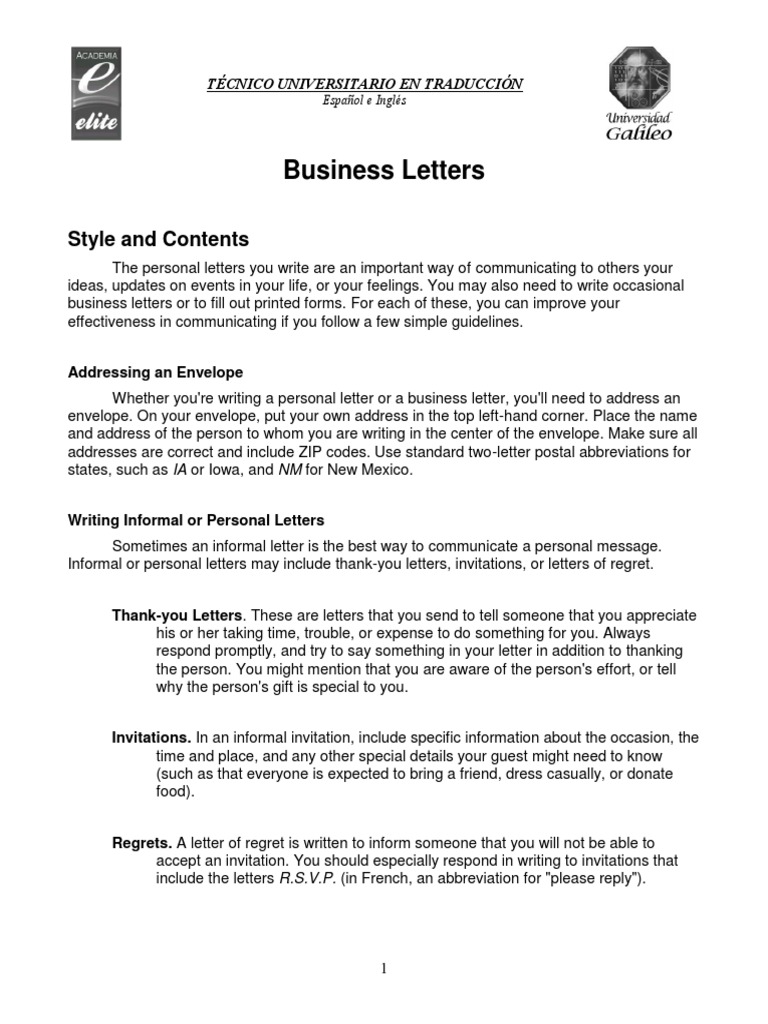 Business Letters: Style and Contents | PDF | Written Communication