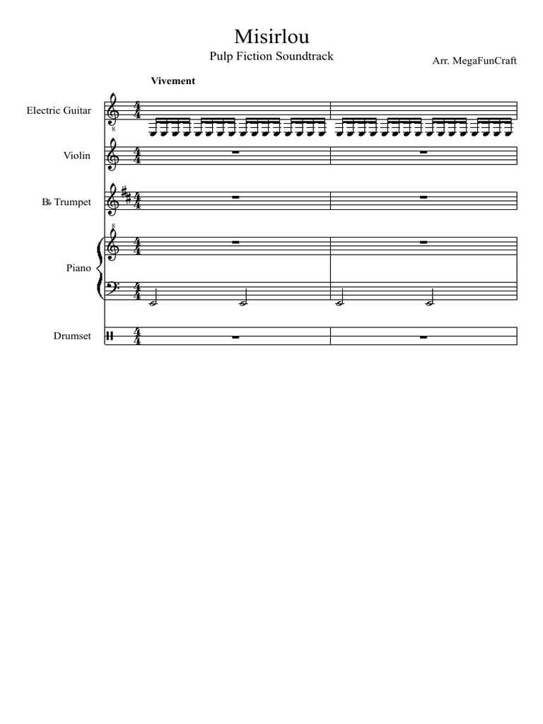 Misirlou Pulp Fiction Theme PDF | PDF | Keyboard Instruments | Box Zithers