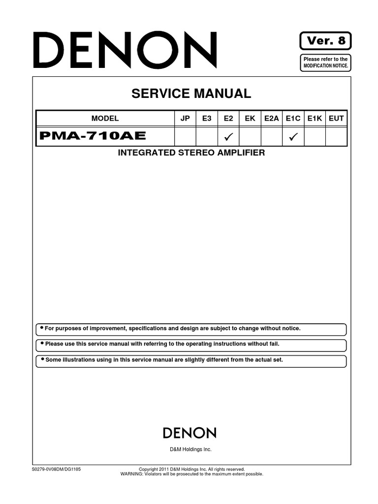 Denon PMA 710 AE Service Manual | PDF | Ac Power Plugs And Sockets ...