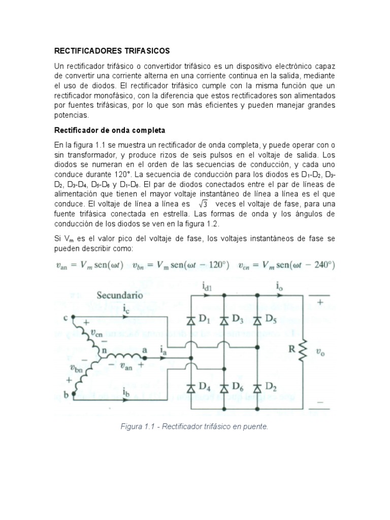 Rectificadores Trifasicos | PDF | Rectificador | Corriente eléctrica
