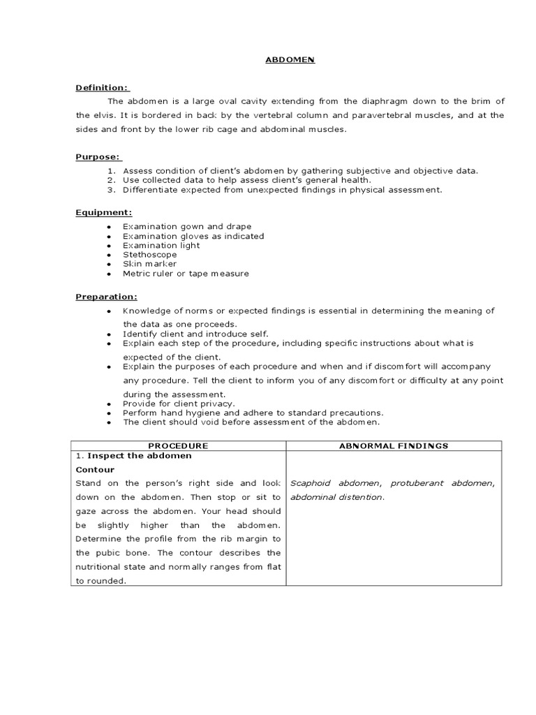 8 Assessment of The Abdomen | PDF | Abdomen | Pulse