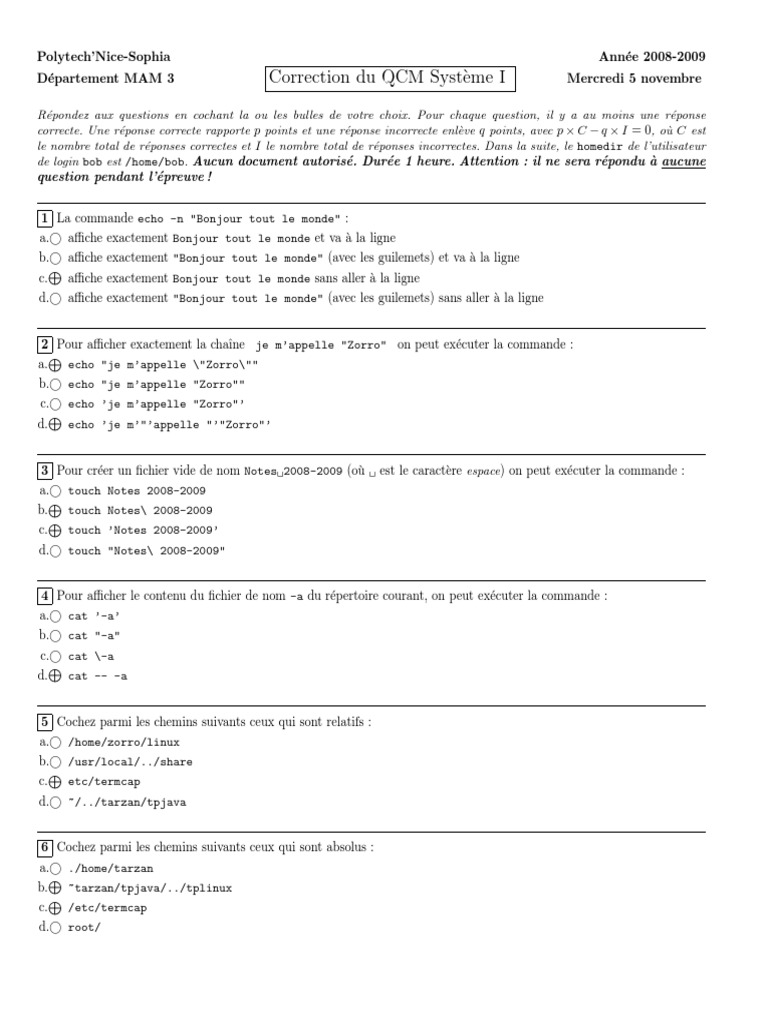 QCM Correction | PDF | Gestion des données | Fichier informatique