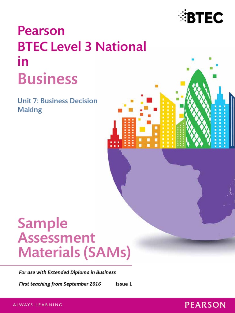Sample Assessment Material Unit 7 Business Decision Making PDF ...