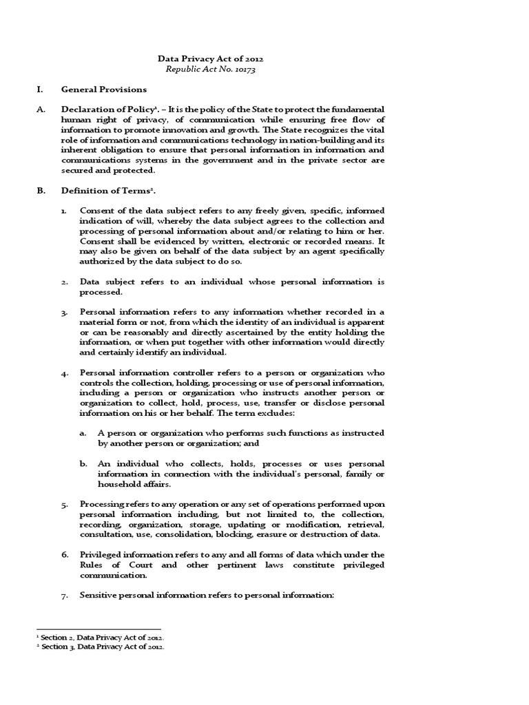 Data Privacy Act Handout - Part 1 | PDF | Personally Identifiable Information | Privacy