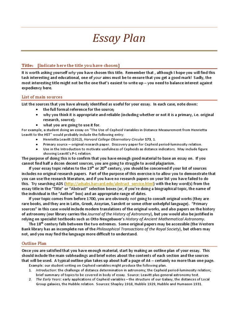 Essay Plan Outline | PDF | Stellar Astronomy | Astronomical Objects