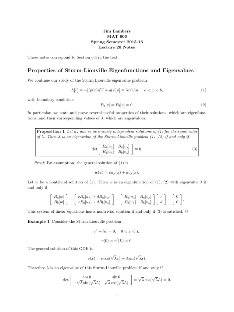Lecture 20 | PDF | Eigenvalues And Eigenvectors | Operator Theory