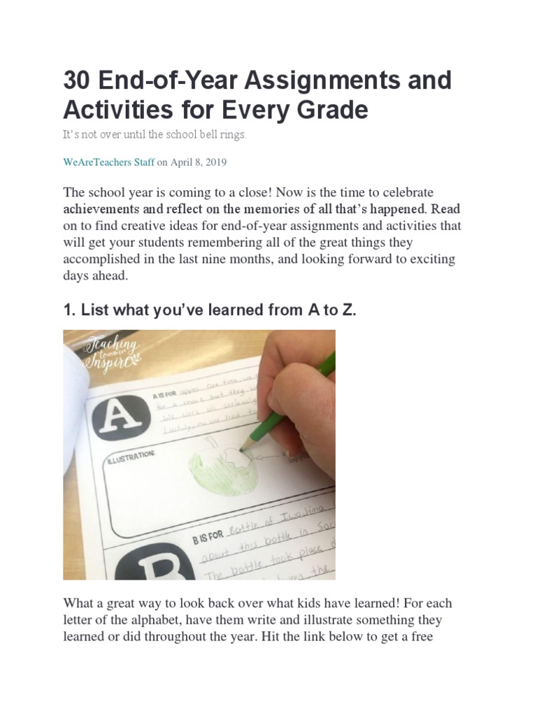 End-of-Year Activities for Students | PDF