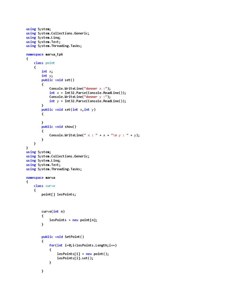 Defining Point and Curve Classes to Represent Geometric Data in C# | PDF