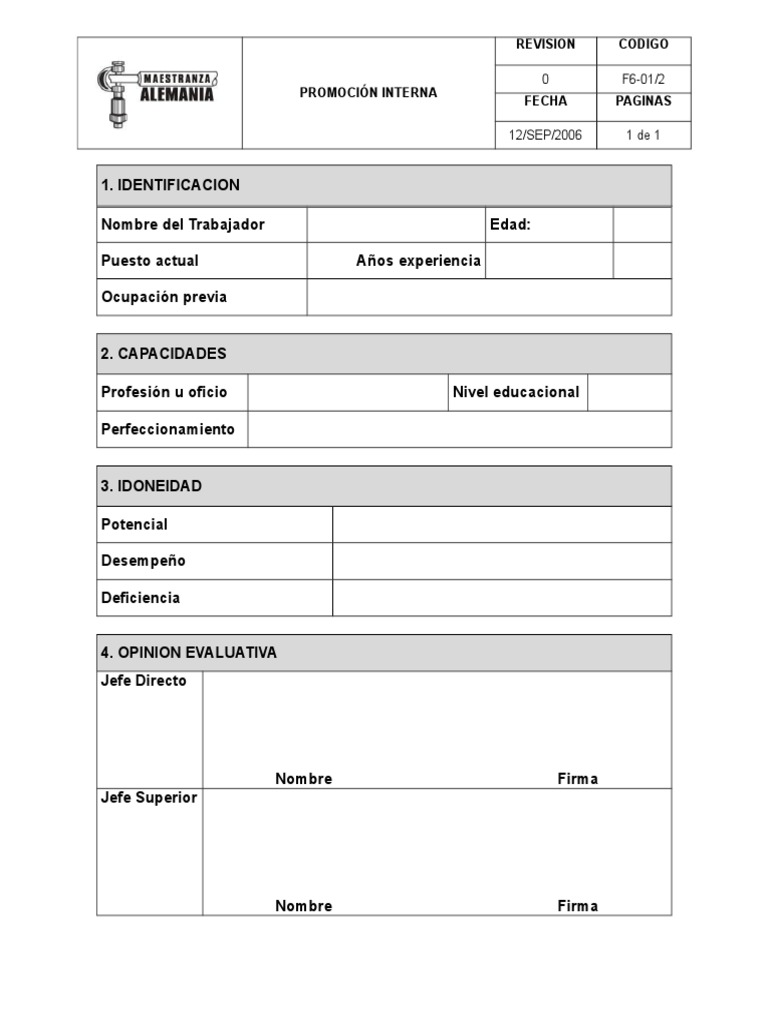 Formato de Promoción Interna | PDF