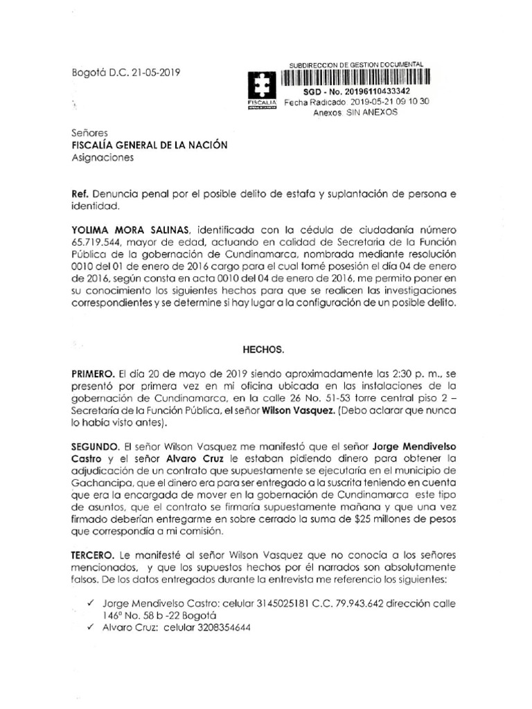 Denuncia Por Suplantación | PDF