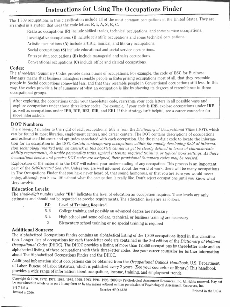 Occupations Finder | PDF