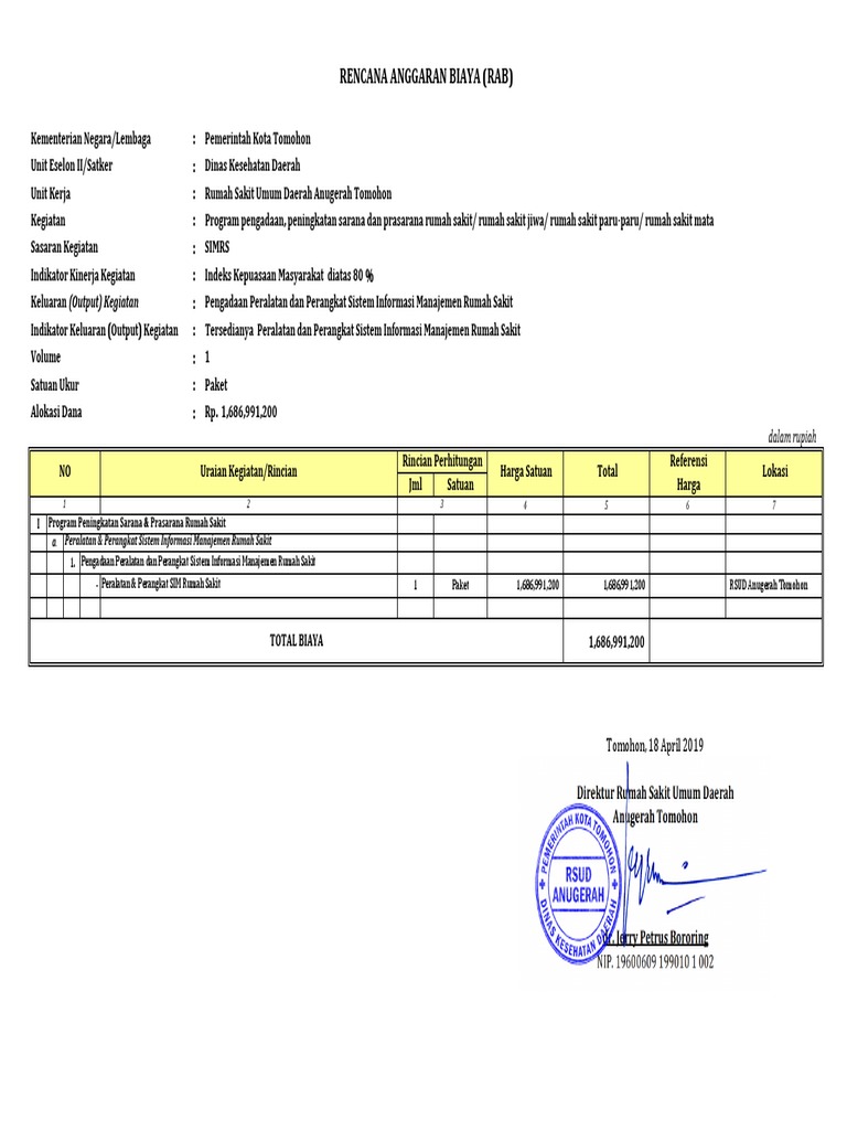 RAB SIM RSUD Anugerah PDF | PDF